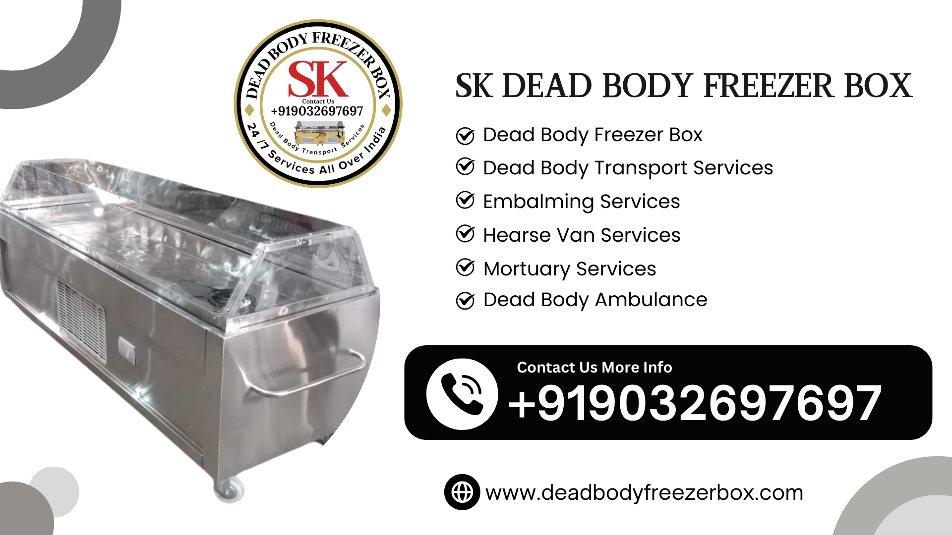 Dead Body Freezer Box in LB Nagar Call +91 9032-697-697